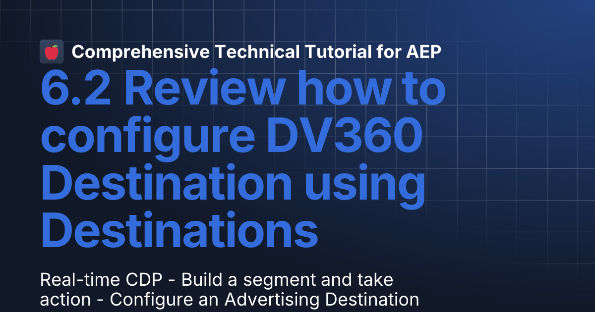 6.2 Review how to configure DV360 Destination using Destinations | Comprehensive Technical ...